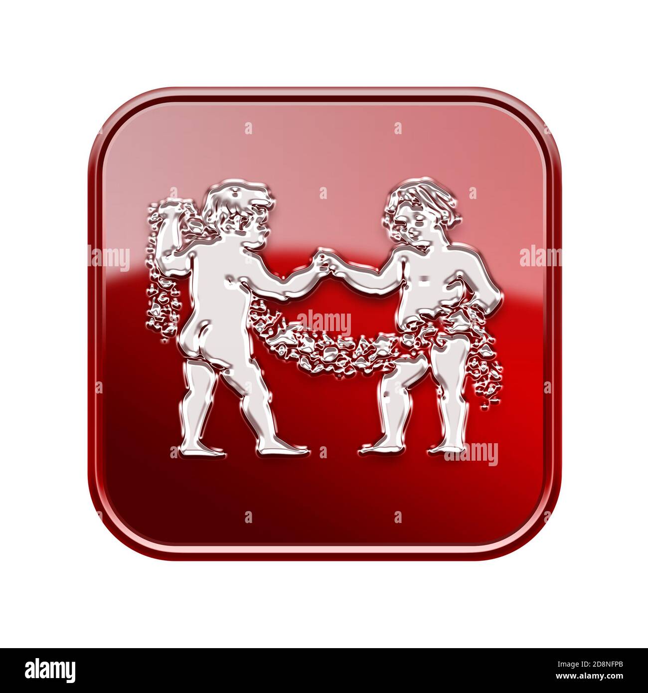 Gemini zodiac icon red, isolated on white background Stock Photo - Alamy