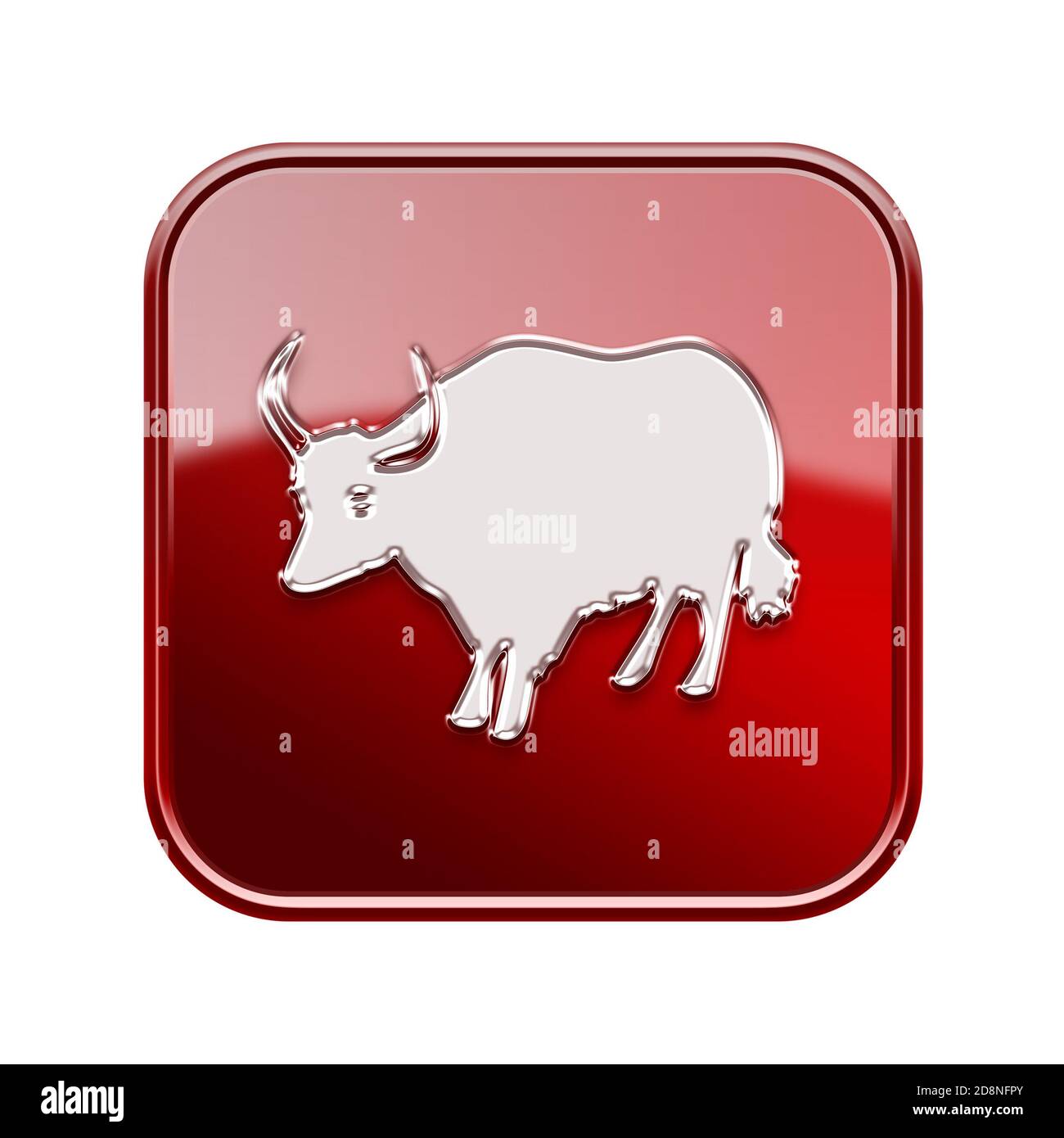 Ox Zodiac icon red, isolated on white background Stock Photo - Alamy