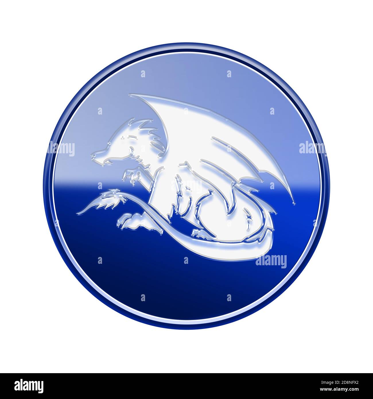 Dragon Zodiac icon blue, isolated on white background Stock Photo - Alamy
