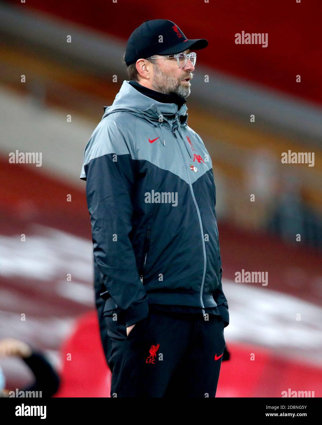 Liverpool manager Jurgen Klopp watches from the touchline during the ...