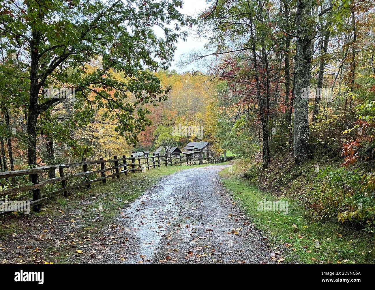 Autumn Colors and Road to Country Homestead in West Virginia Stock ...
