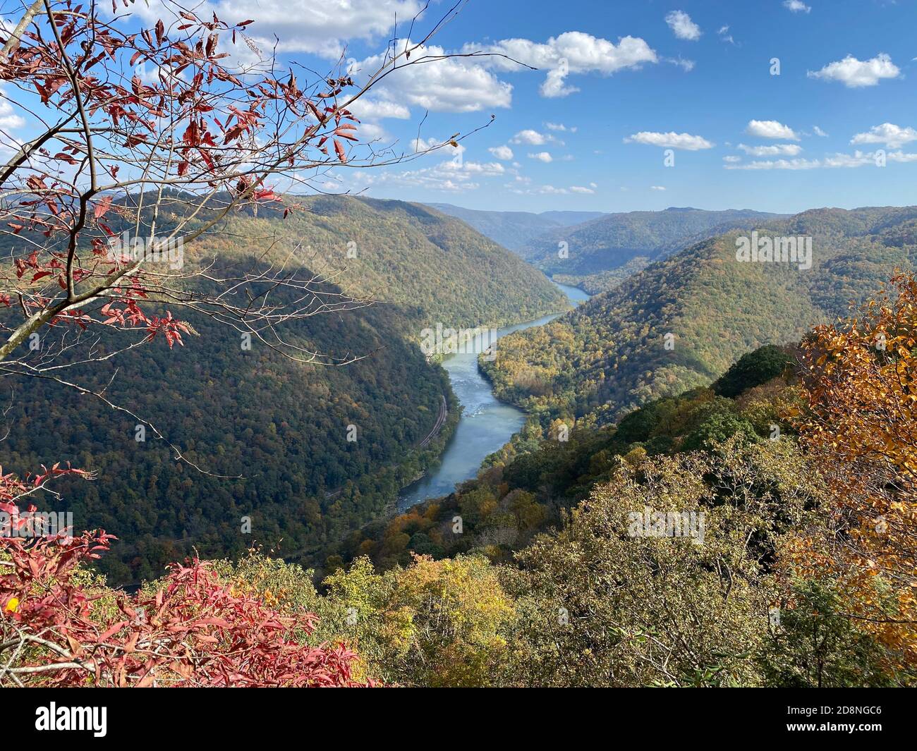 Colorful Autumn View of New River Gorge from Grandview National Park ...