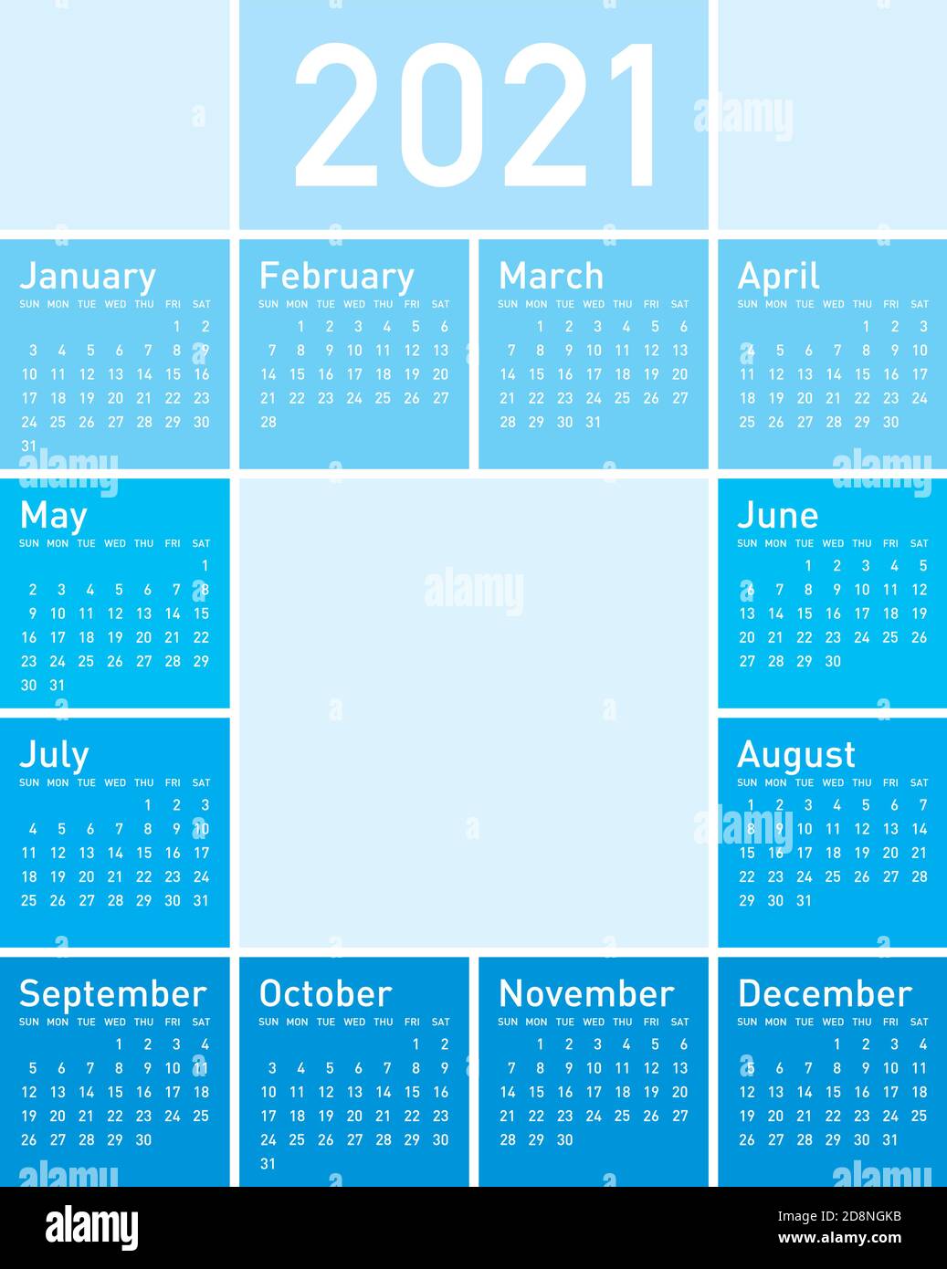 Blue Calendar for Year 2021, in vector format Stock Vector Image & Art ...