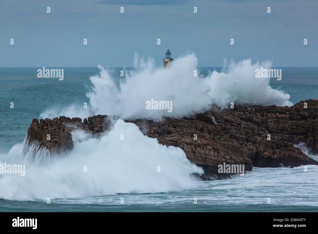 Mouro island light house, Santander, Cantabrian Sea, Cantabria, Spain ...