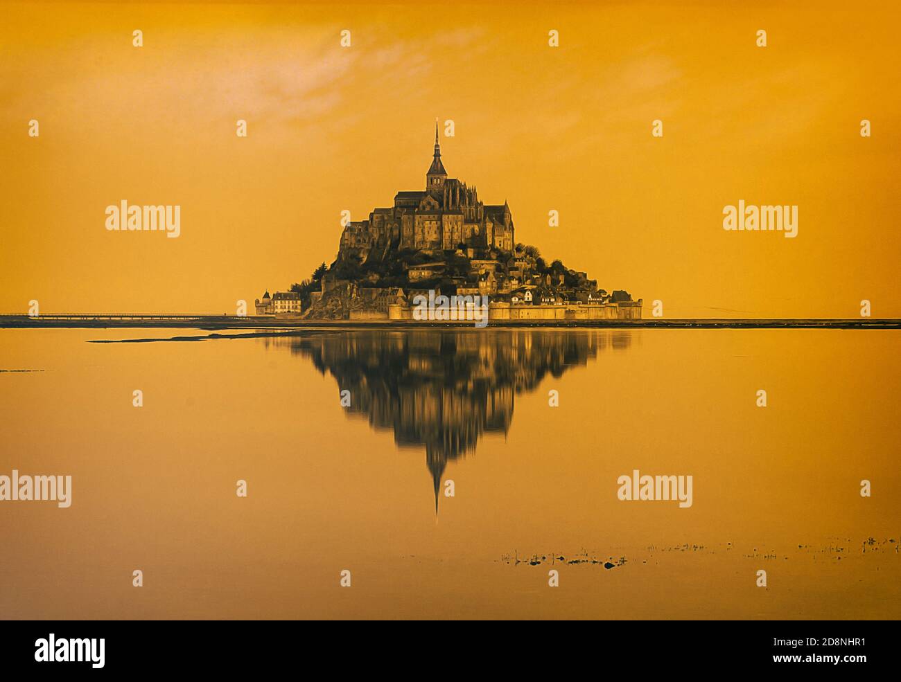 golden sunrise on mont saint michel, normandy-france Stock Photo - Alamy
