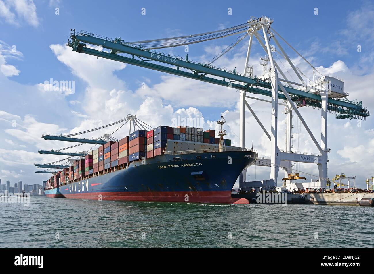 Miami, Florida - October 30, 2020 - Container ship loads cargo ...