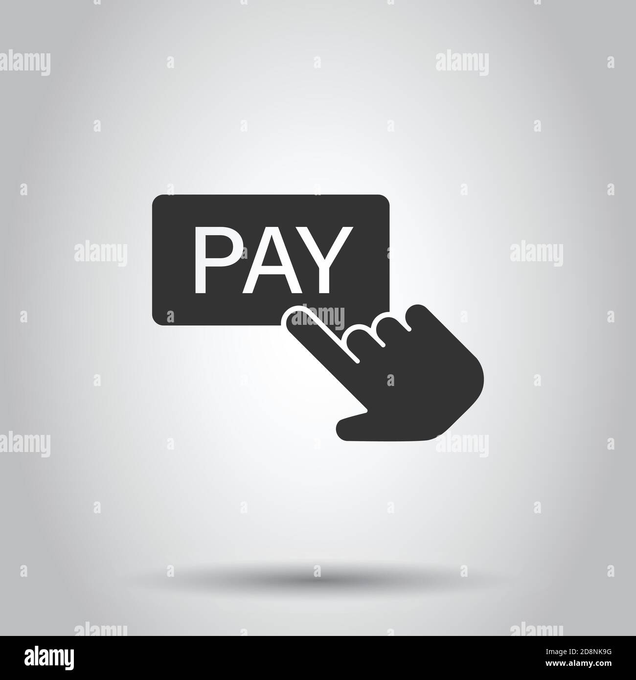 Pay shop icon in flat style. Finger cursor vector illustration on ...