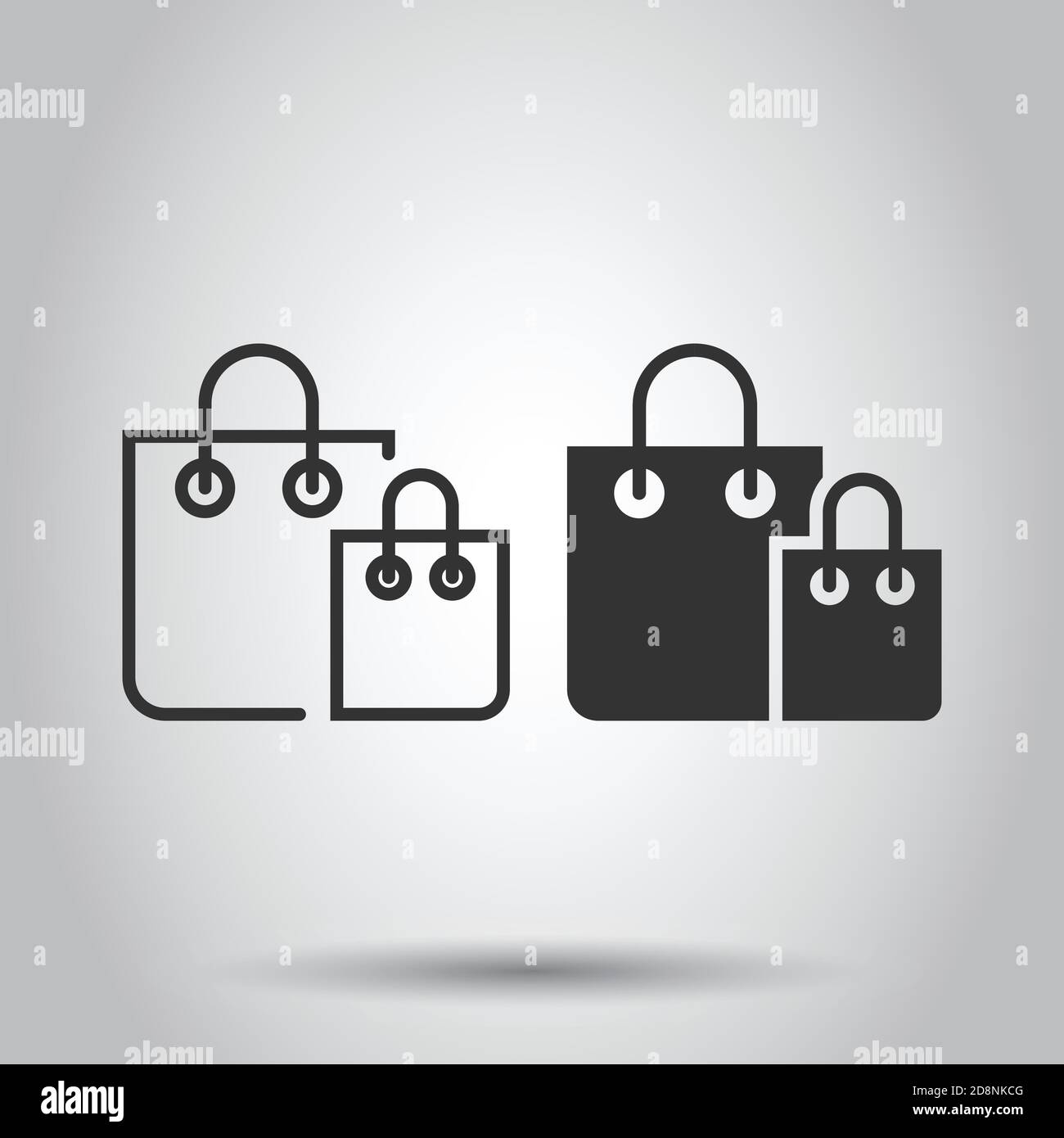 Shopping bag icon in flat style. Handbag sign vector illustration on ...