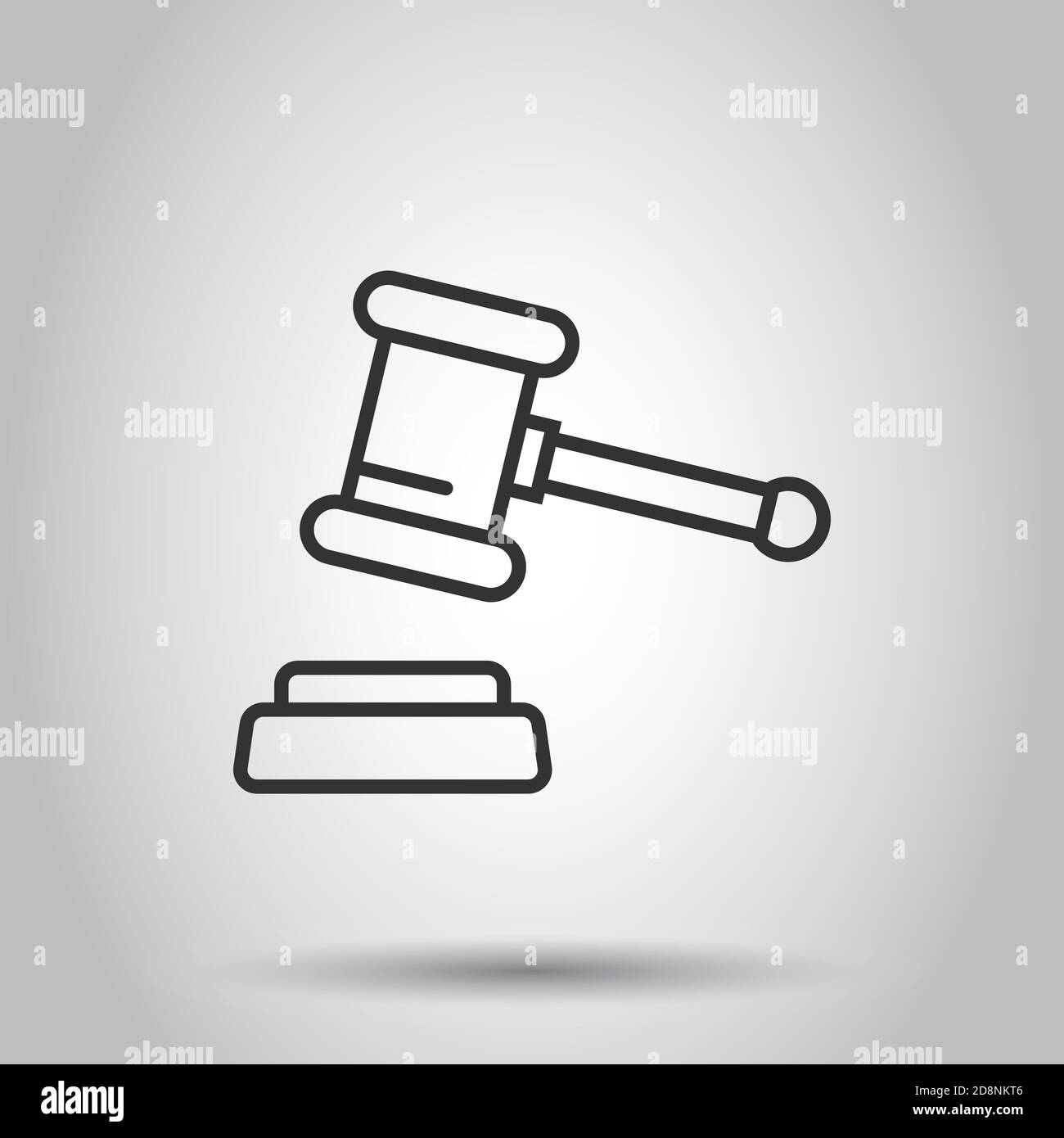 Auction hammer icon in flat style. Court sign vector illustration on ...