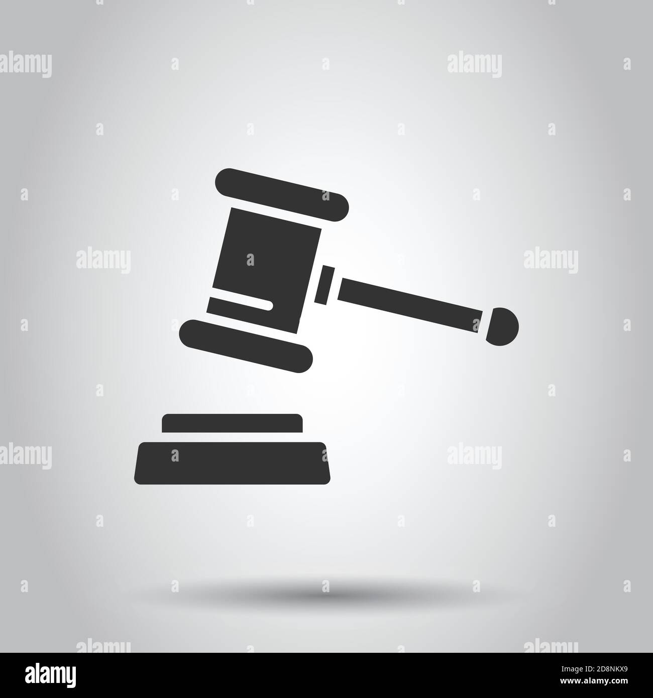 Auction hammer icon in flat style. Court sign vector illustration on ...