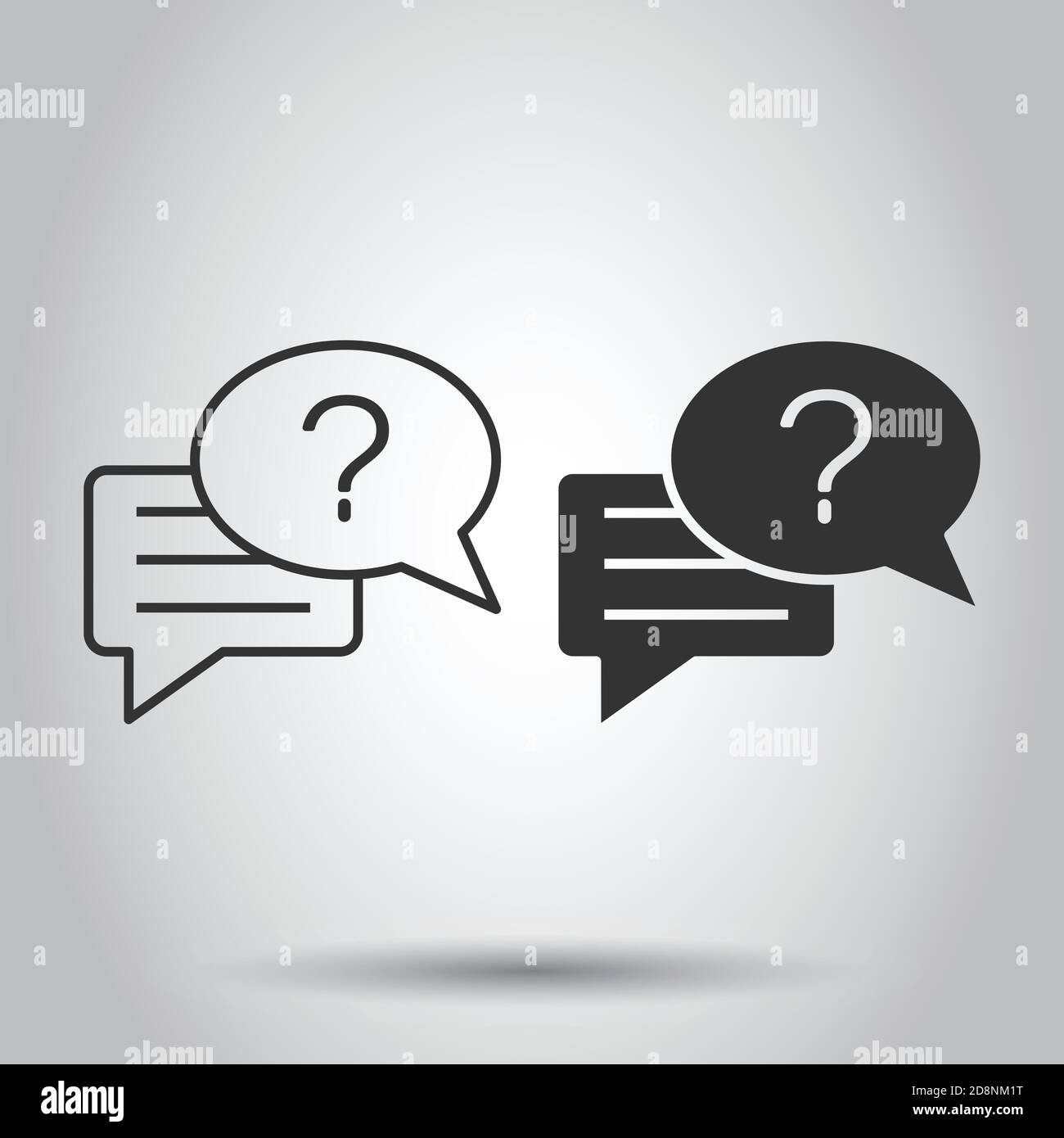 Question mark icon in flat style. Discussion speech bubble vector ...