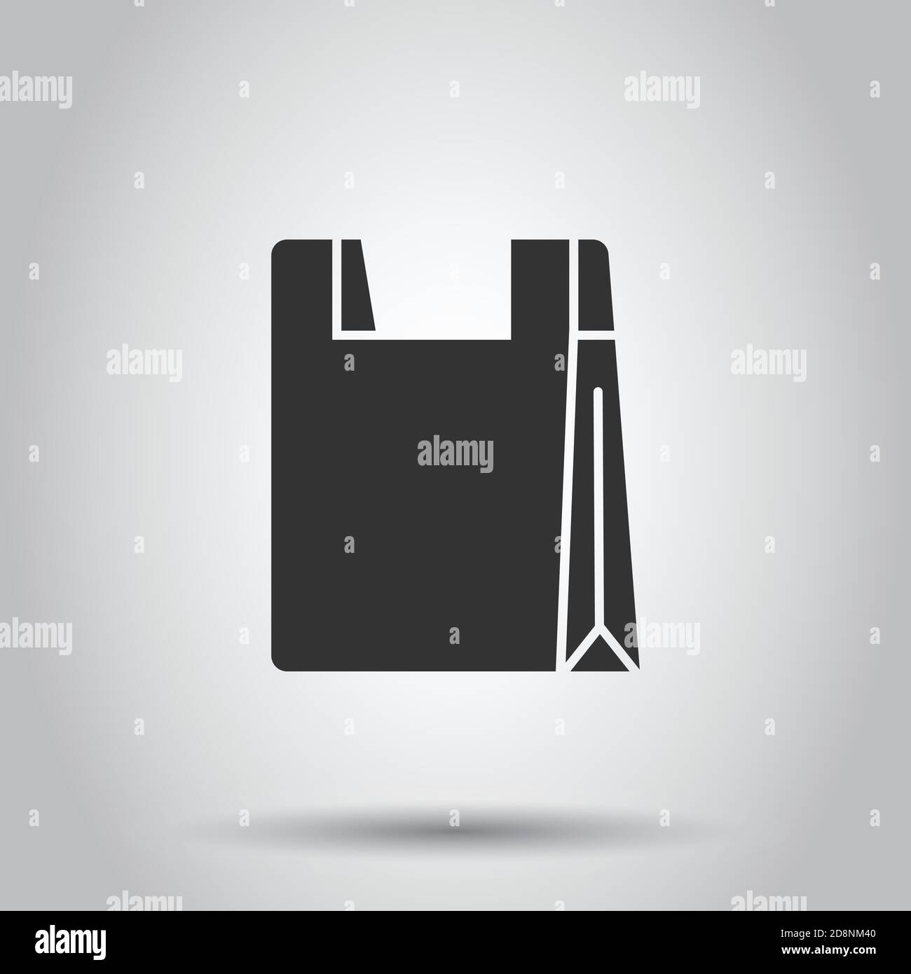 Shopping bag icon in flat style. Handbag sign vector illustration on ...
