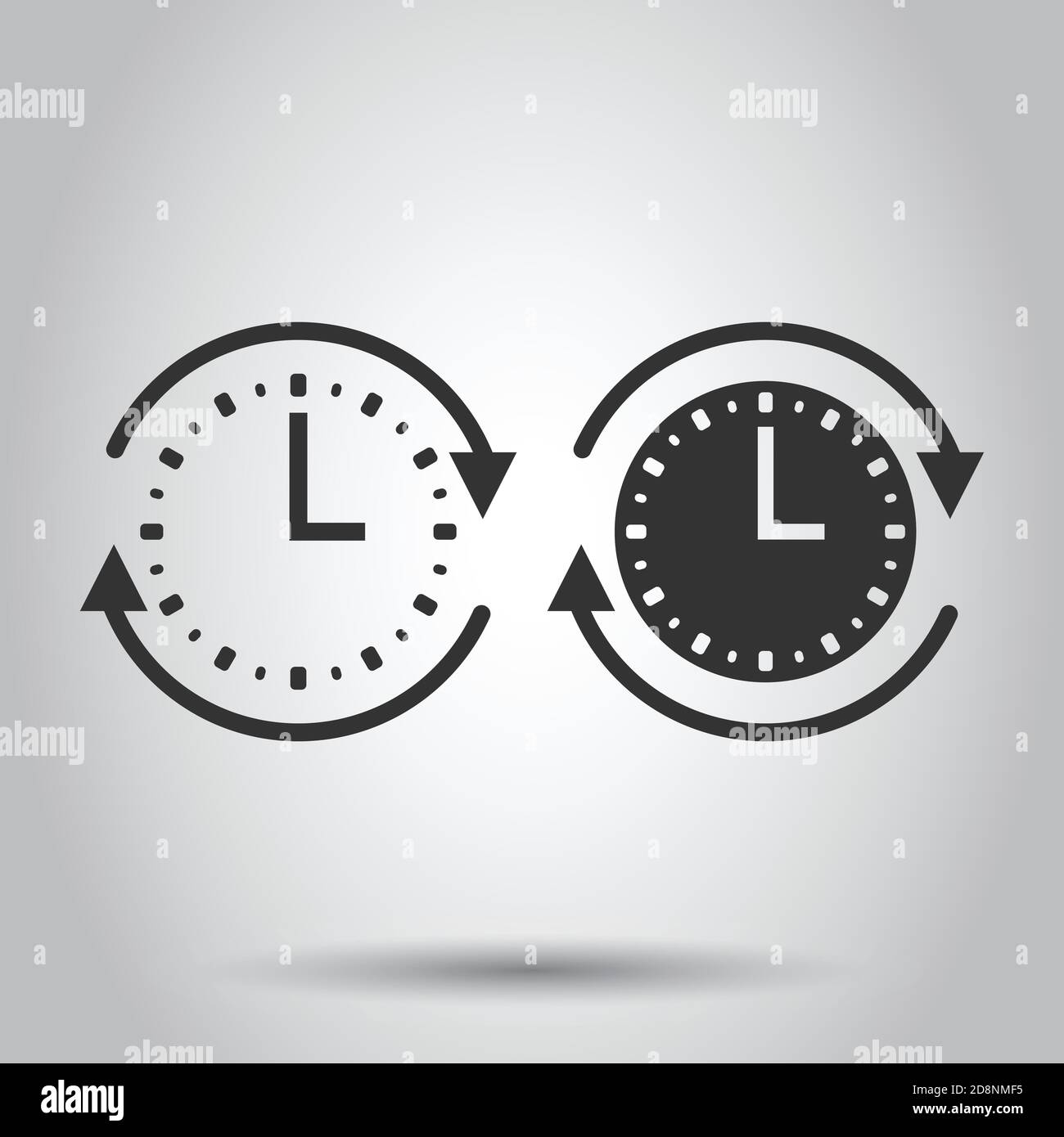 Clock icon in flat style. Watch vector illustration on white isolated ...