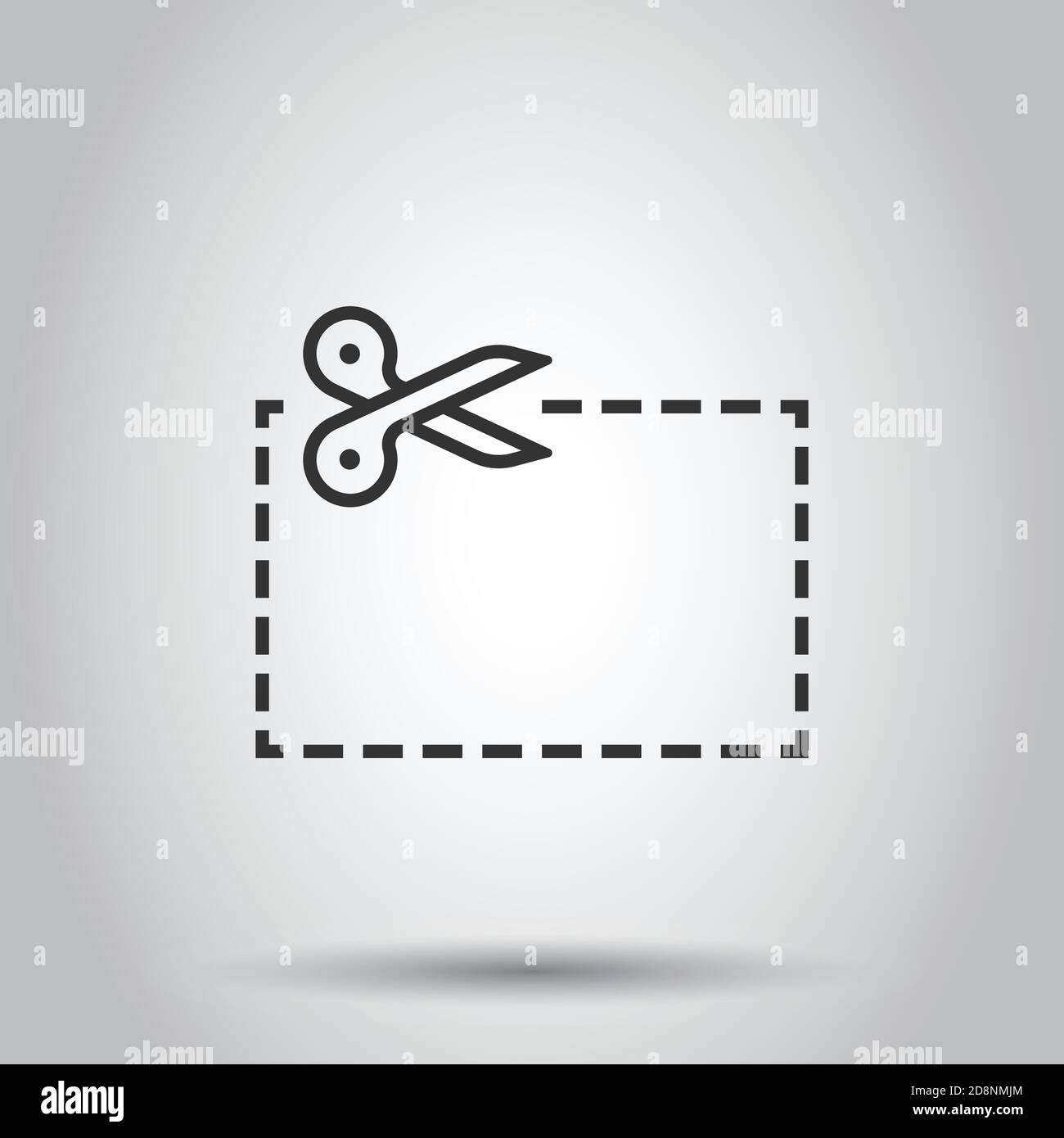 Coupon cut lines icon in flat style. Scissors snip sign vector ...