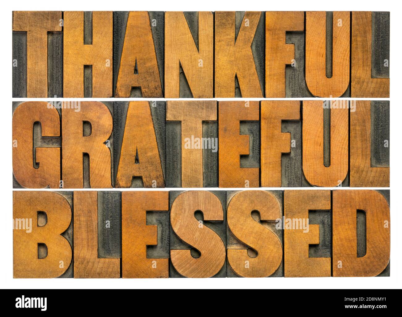 thankful, grateful and blessed - isolated word abstract in vintage ...