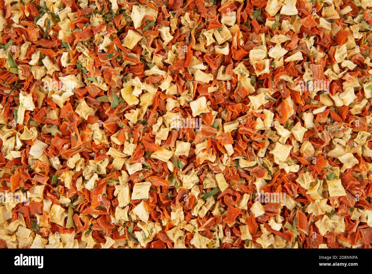 Texture of dried vegetables - top view and close-up view of a mixture ...