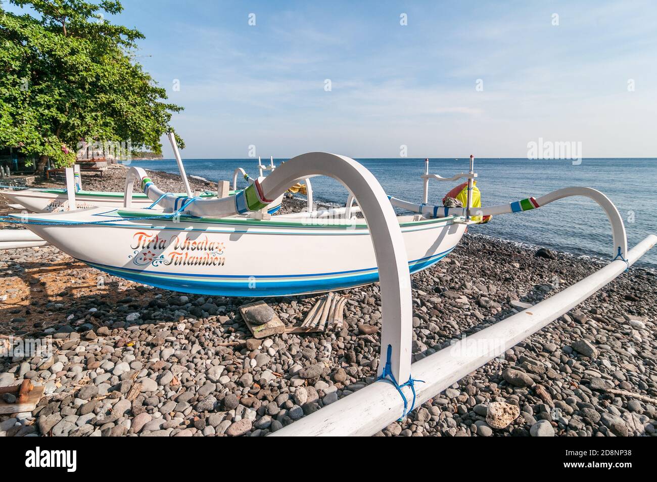 balinese boat, jukung, on the beach, Wisata Tours, Tulamben, Indonesia ...