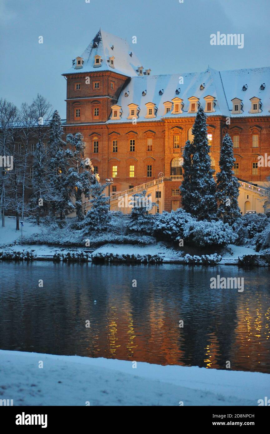 The Valentino Castle under the snow Stock Photo - Alamy