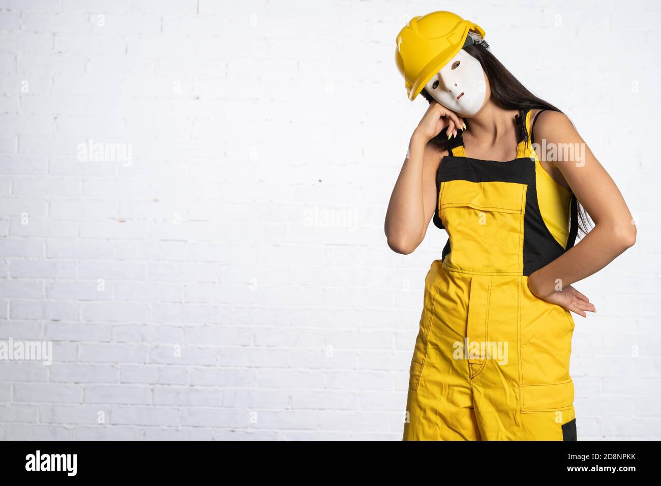 Construction worker outfit compliant with health and safety regulations ...