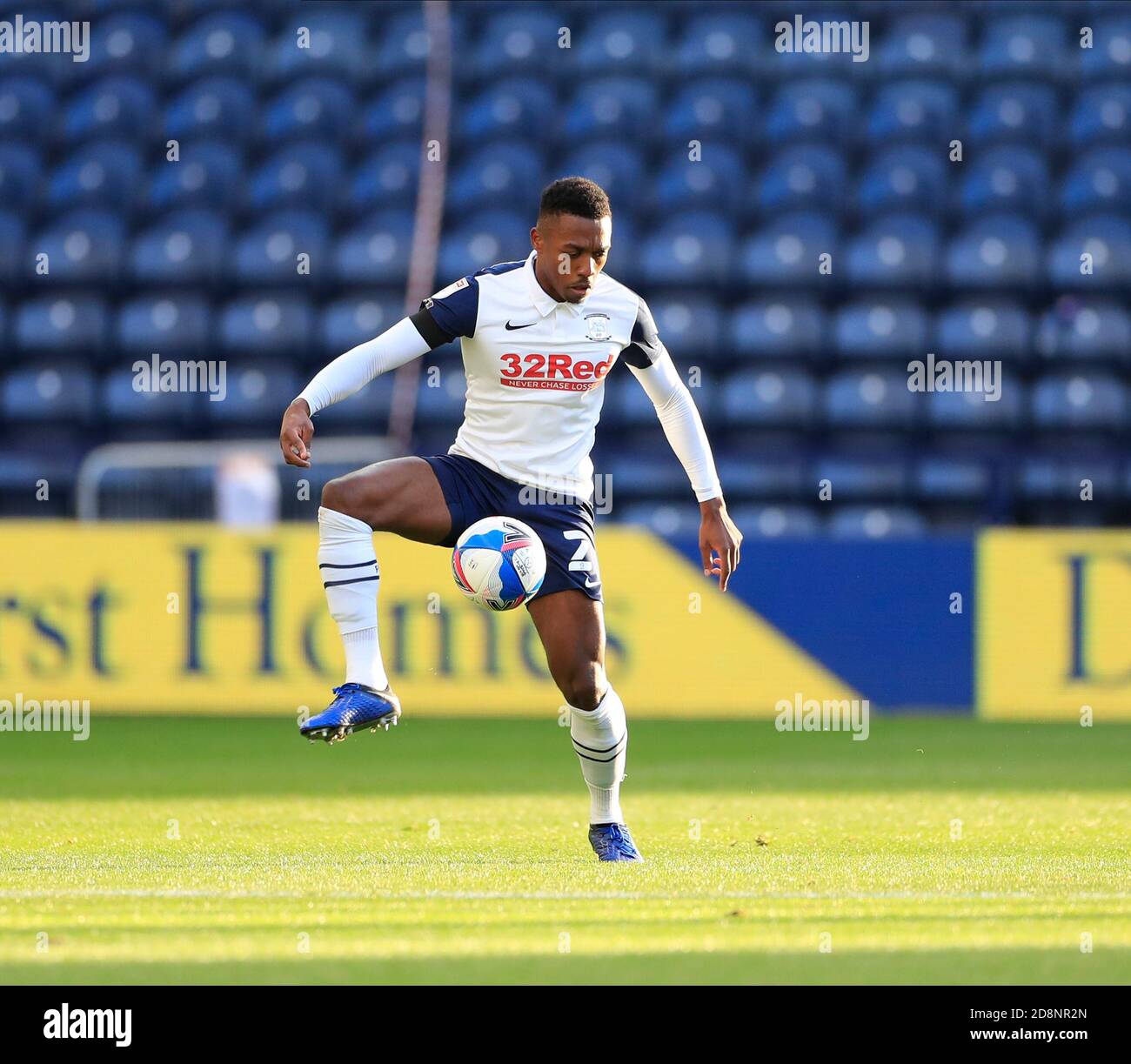 Darnell Fisher (2) of Preston North End controls the ball Stock Photo ...