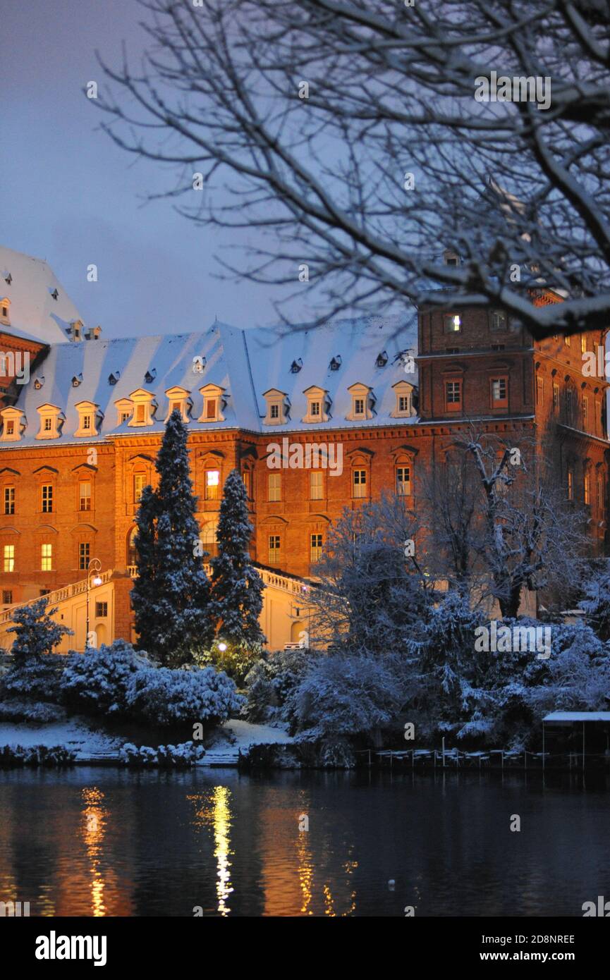 The Valentino Castle under the snow Stock Photo - Alamy