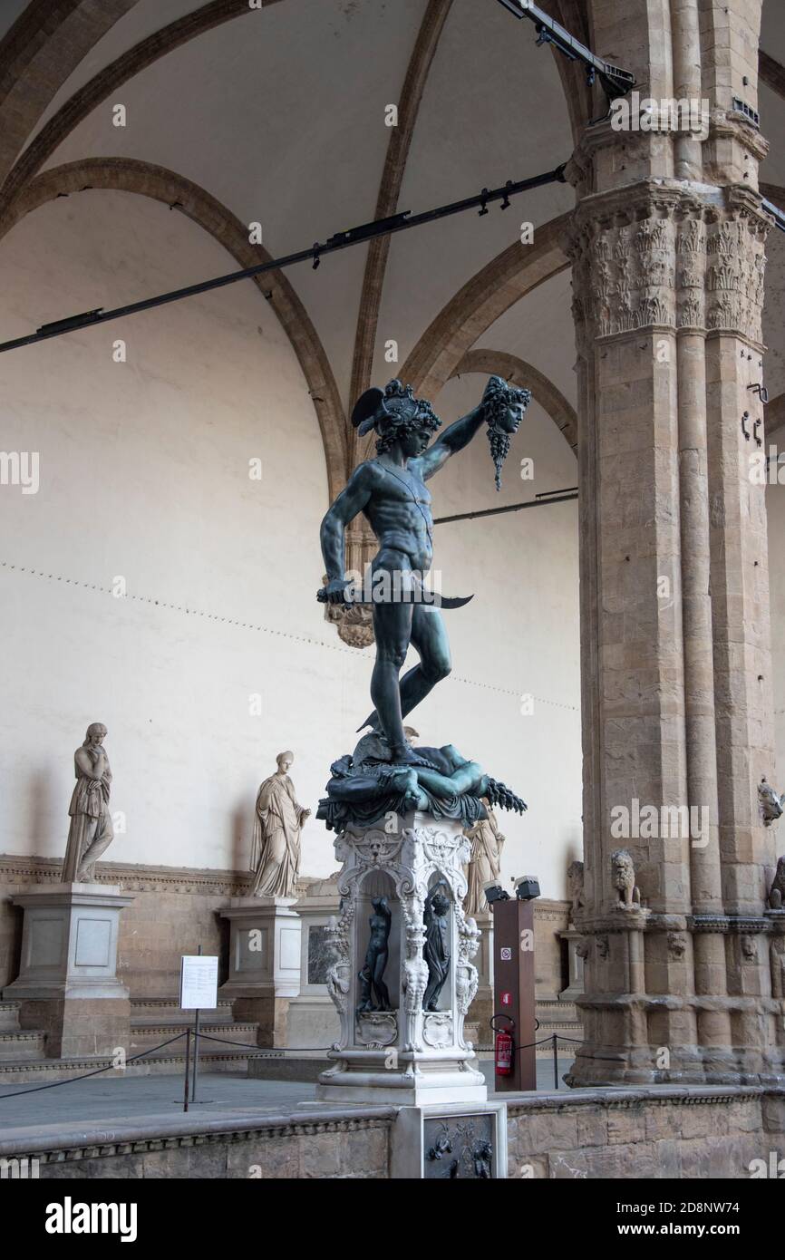 Outdoor statue in the Piazza della Signoria, Loggia dei Lanzi, Florence ...