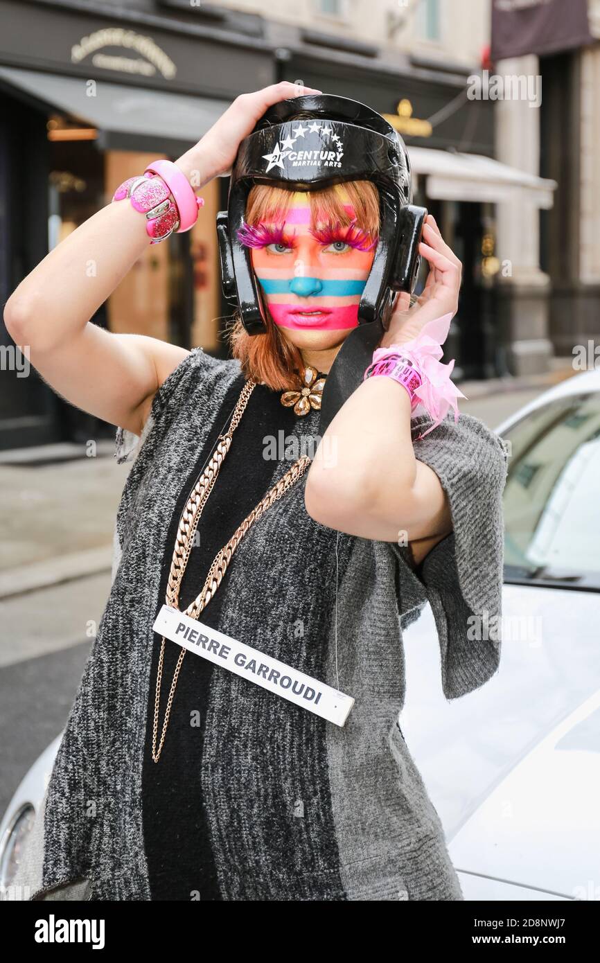 London, UK. 24 October 2020. Model take part in a flash mob fashion ...
