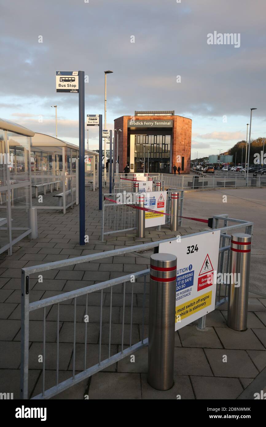 Isle of Arran, Ayrshire, Scotland, UK. The new Brodick Ferry Terminal ...