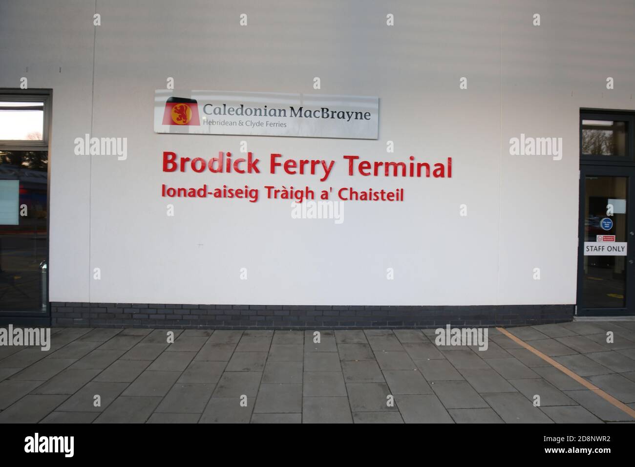 Isle of Arran, Ayrshire, Scotland, UK. The new Brodick Ferry Terminal ...