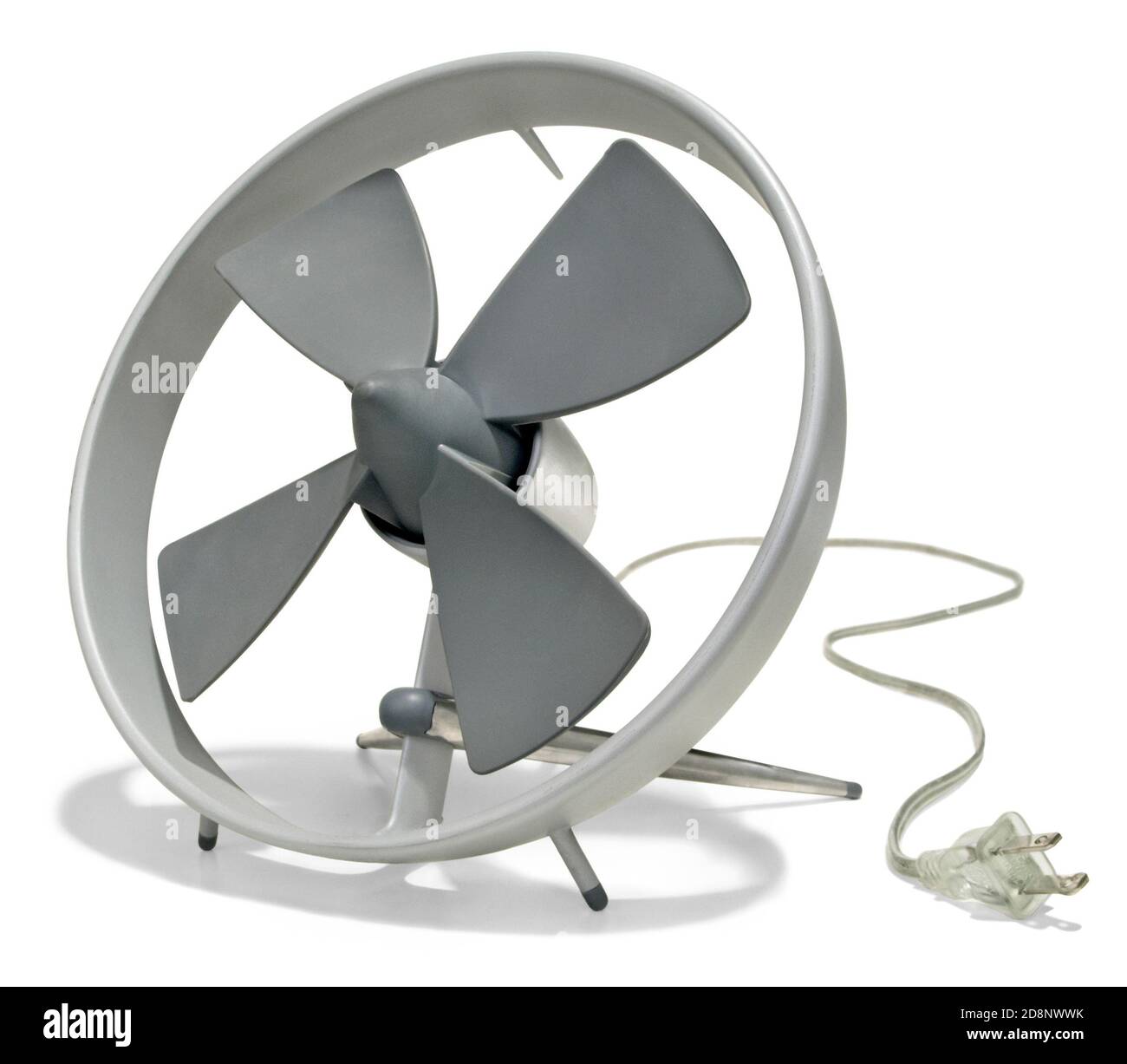 propeller desk fan in silver photographed on a white background Stock ...
