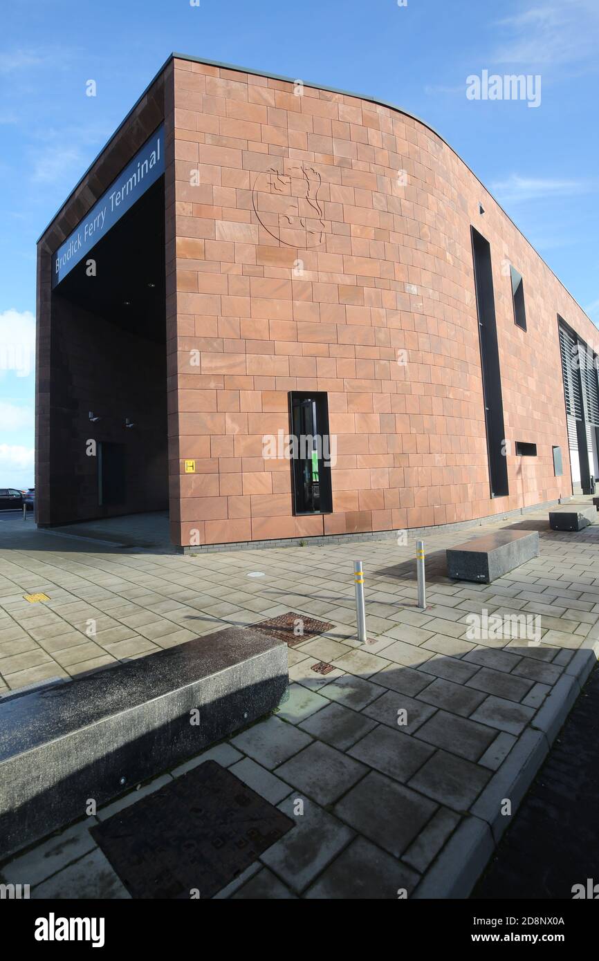 Isle of Arran, Ayrshire, Scotland, UK. The new Brodick Ferry Terminal ...