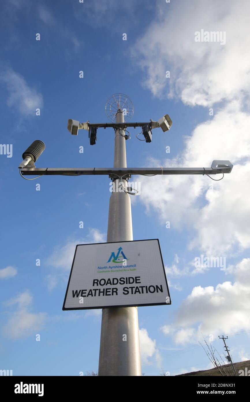 Isle of Arran, Ayrshire, Scotland, UK.Roadside Weather monitoring ...