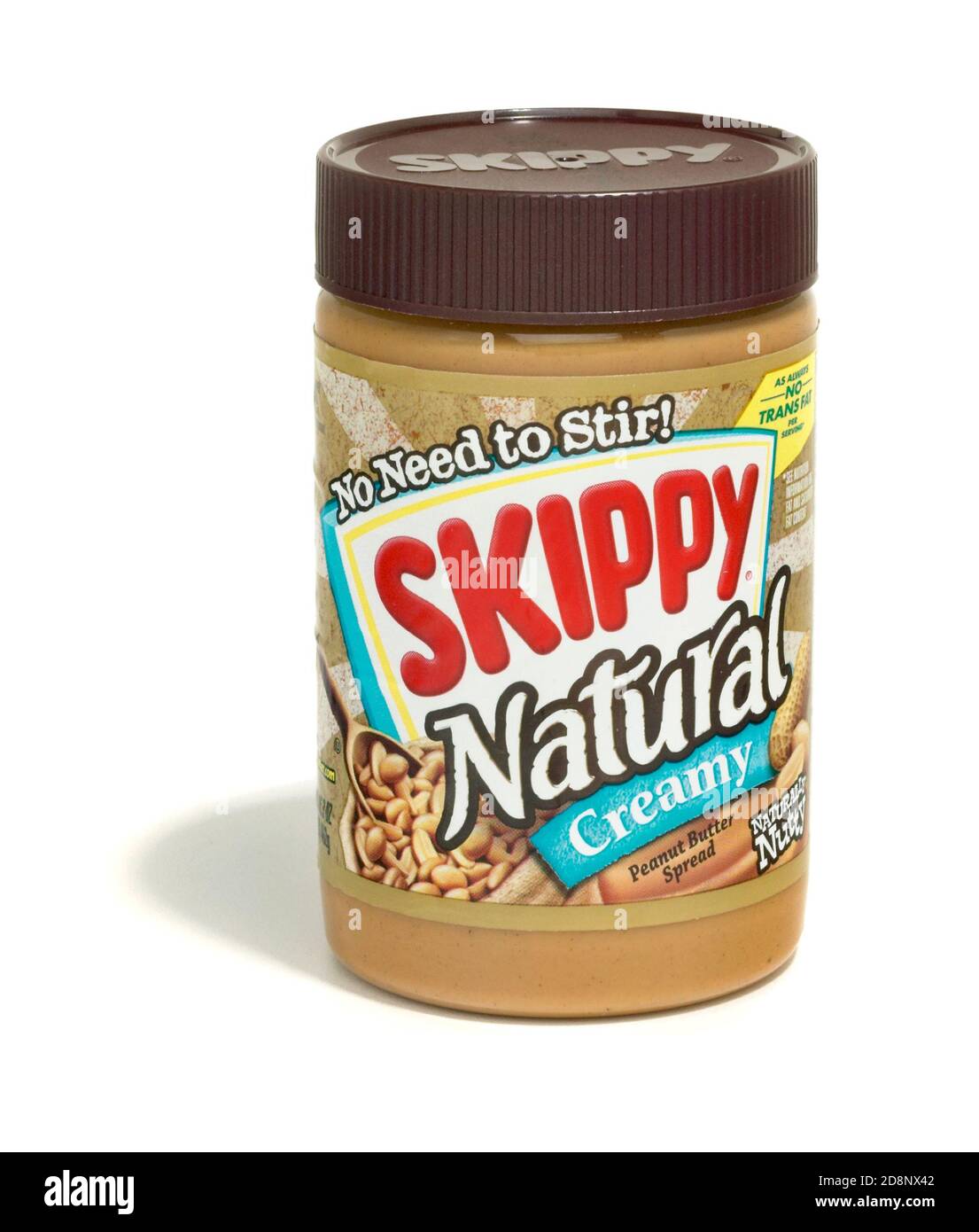 Closed jar of Skippy natural creamy peanut butter photographed on a ...