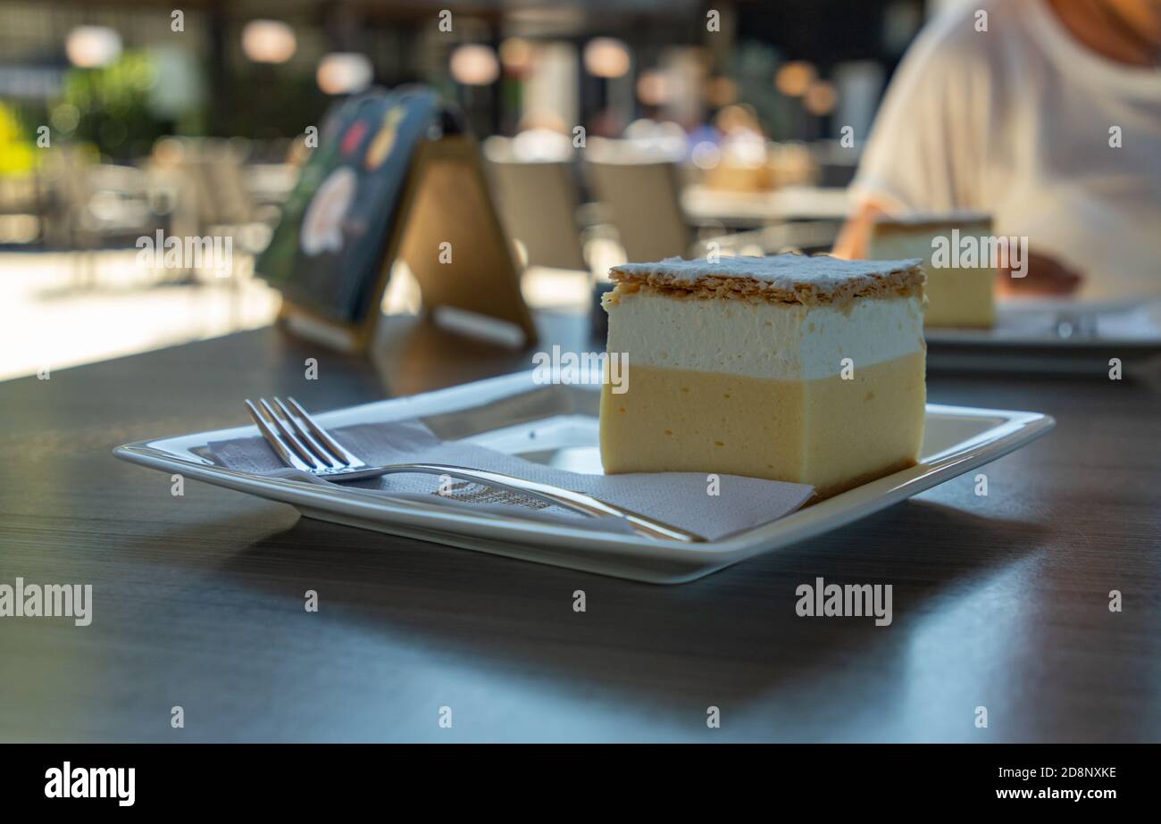 A picture of the famous Bled Cream Cake on a table Stock Photo - Alamy