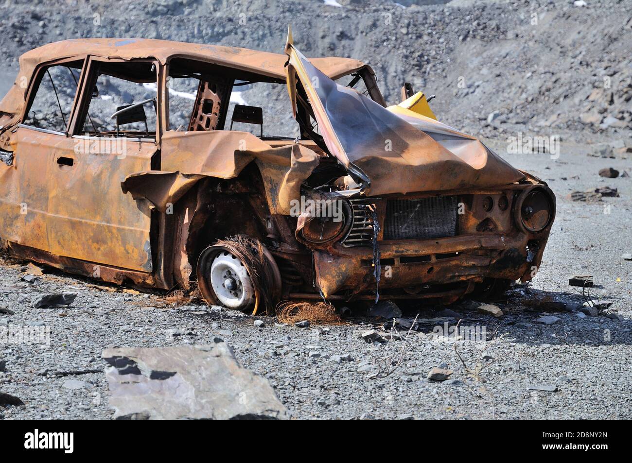 Rusty old car frame in the sunlight Stock Photo - Alamy