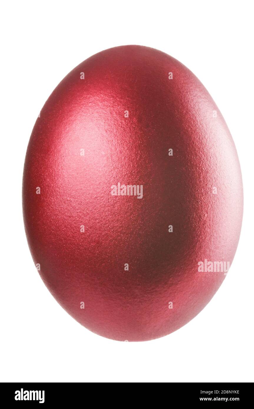 Single Easter Egg isolated on white. A lovely Red metallic egg on white ...