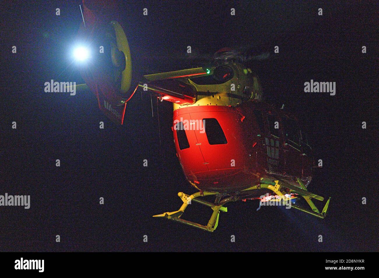 Ambulance Helicopter At Night