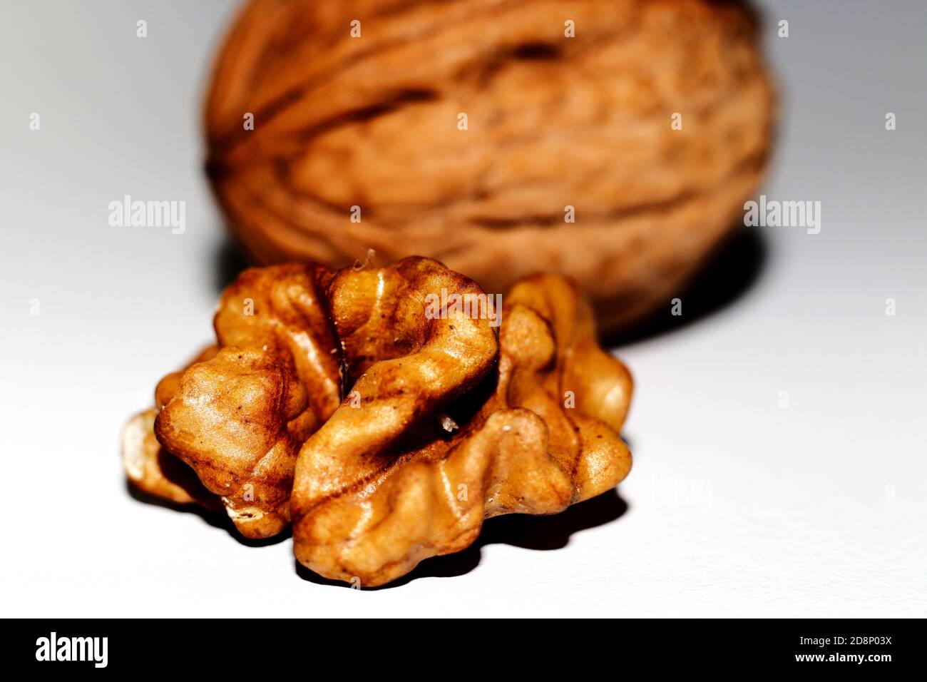 Walnut on a white background - extreme close up | Macro photography ...