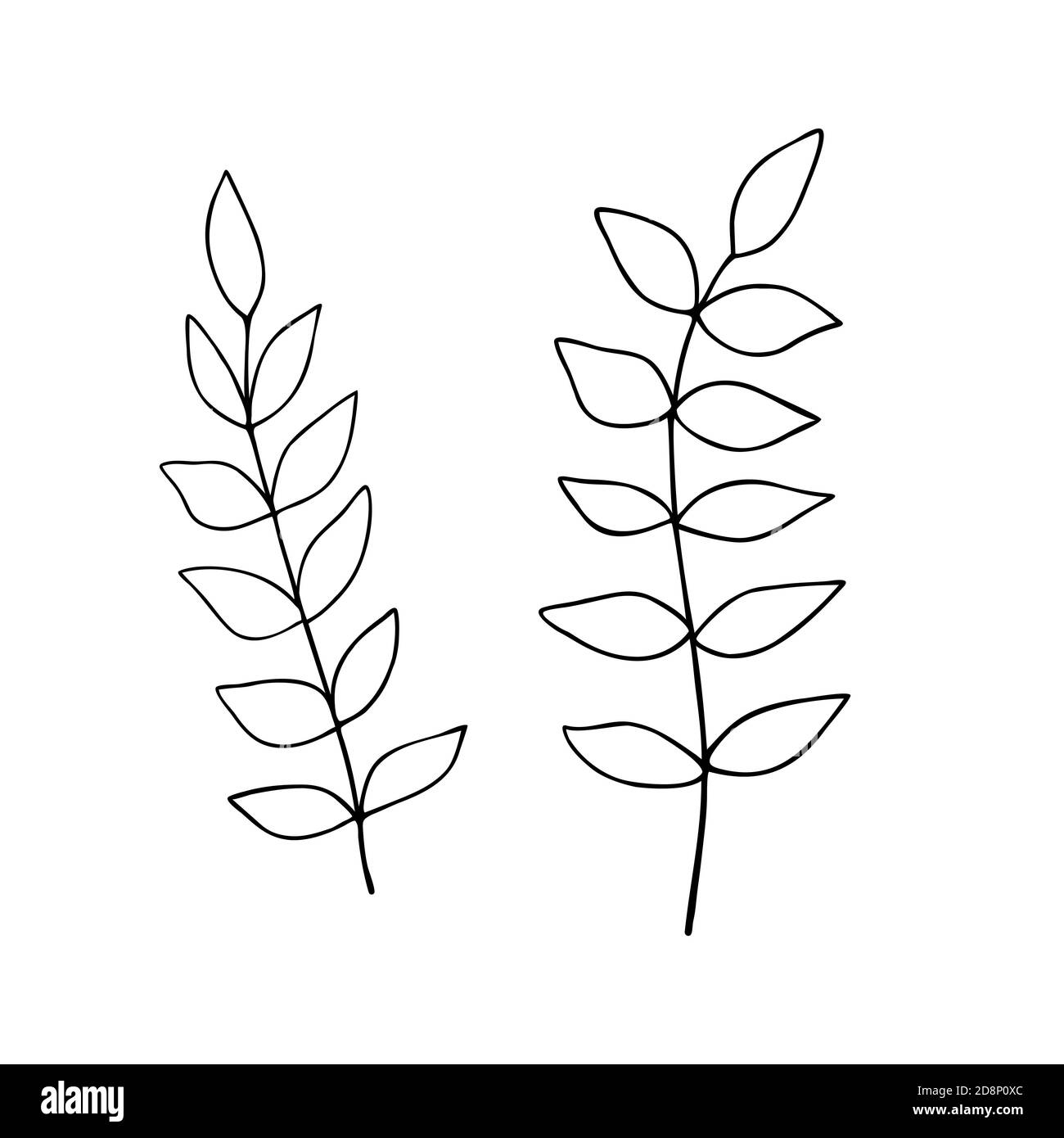 Leaves simple outline vector minimalist concept illustration, thin line ...