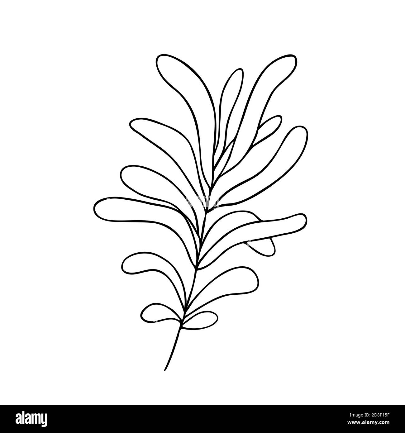 Leaves simple outline vector minimalist concept illustration, thin line ...