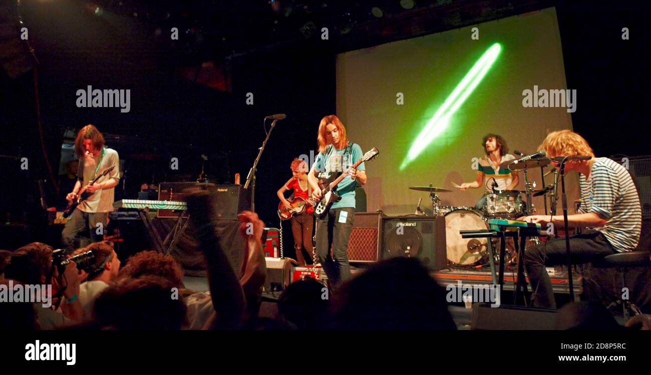 The psychedelic rock band Tame Impala performing at Music Hall of ...