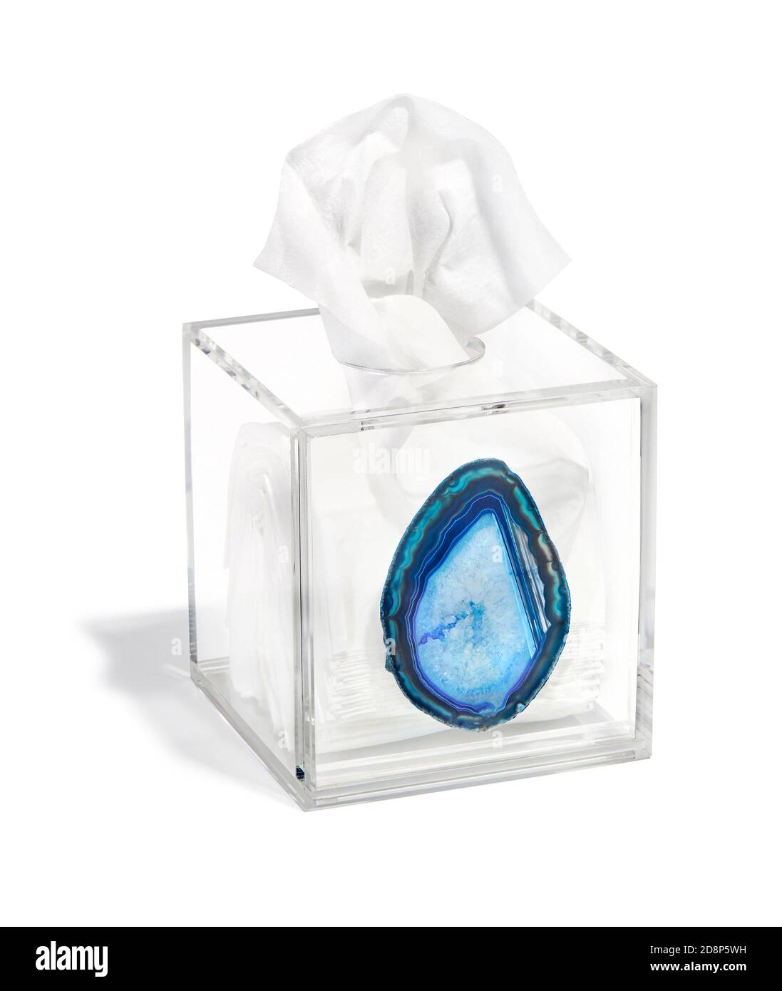 Transparent tissue box with blue stone inlay by RabLabs photographed on ...
