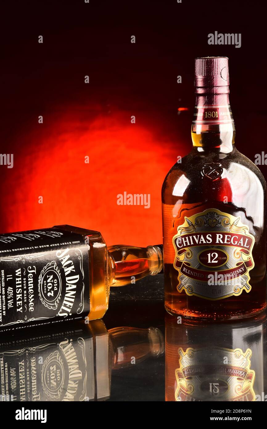 Bottle of whiskey on studio shot Stock Photo - Alamy