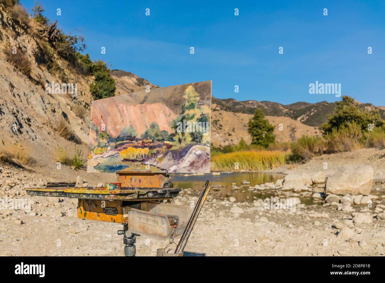 Artist's plein-air painting in Santa Ynez riverbed Stock Photo - Alamy