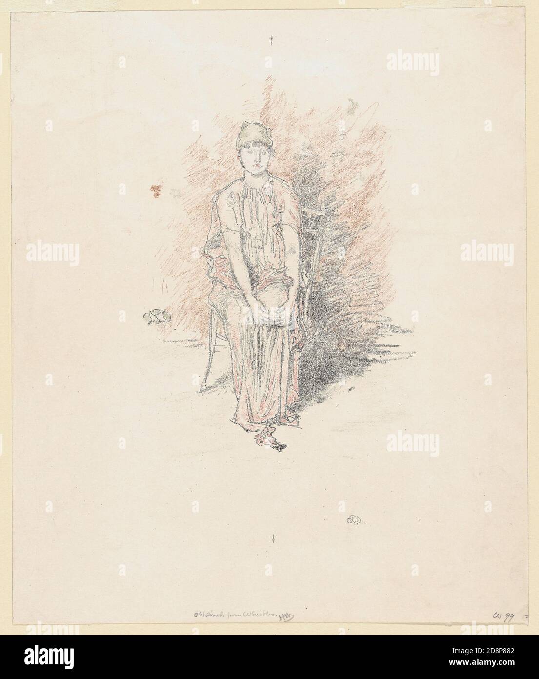 "Transfer lithograph from four stones, in black (keystone), orange-red ...