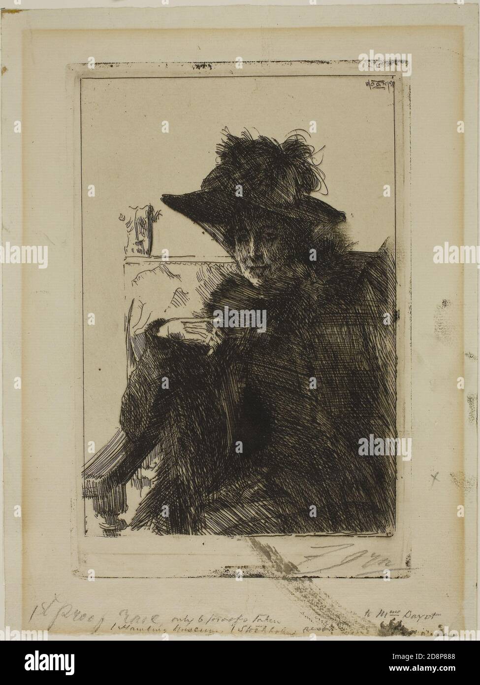 Etching on ivory laid paper Stock Photo - Alamy