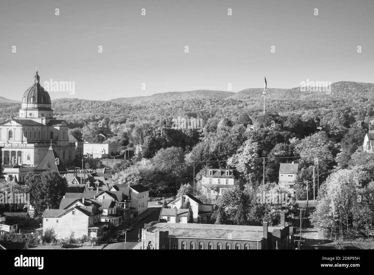 Black and white horizon of a small town Stock Photo - Alamy
