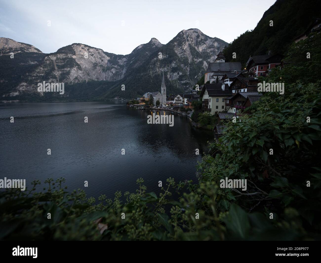 Postcard view of famous traditional village of Hallstatt in Upper ...