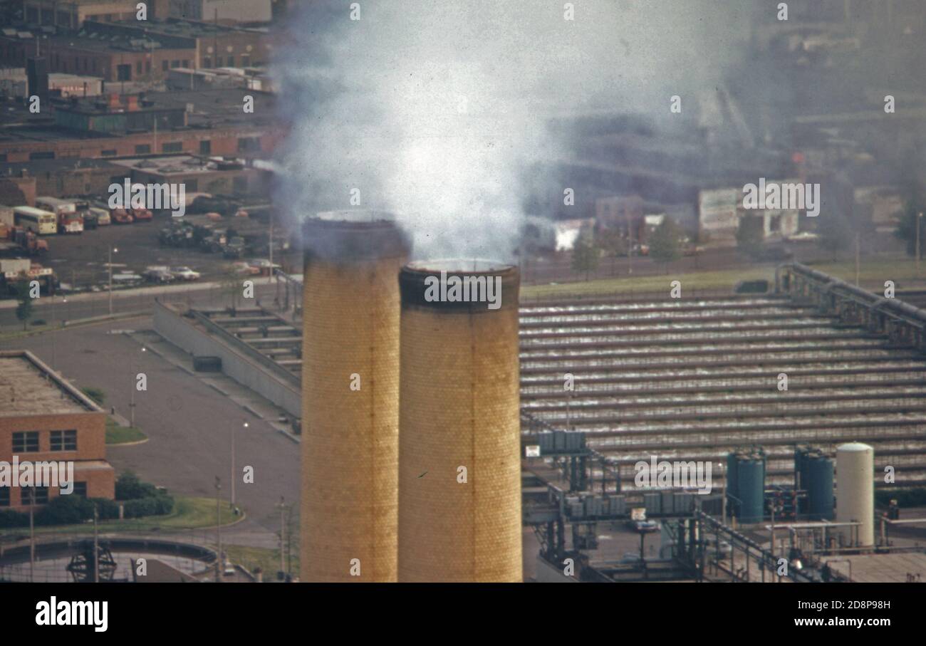 Consolidated Edison smoke stacks in Queens ca. 1973 Stock Photo - Alamy