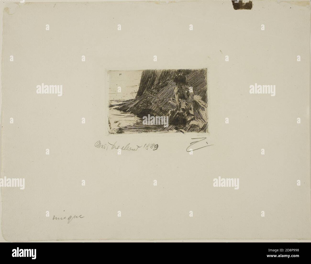 Etching on ivory laid paper Stock Photo - Alamy